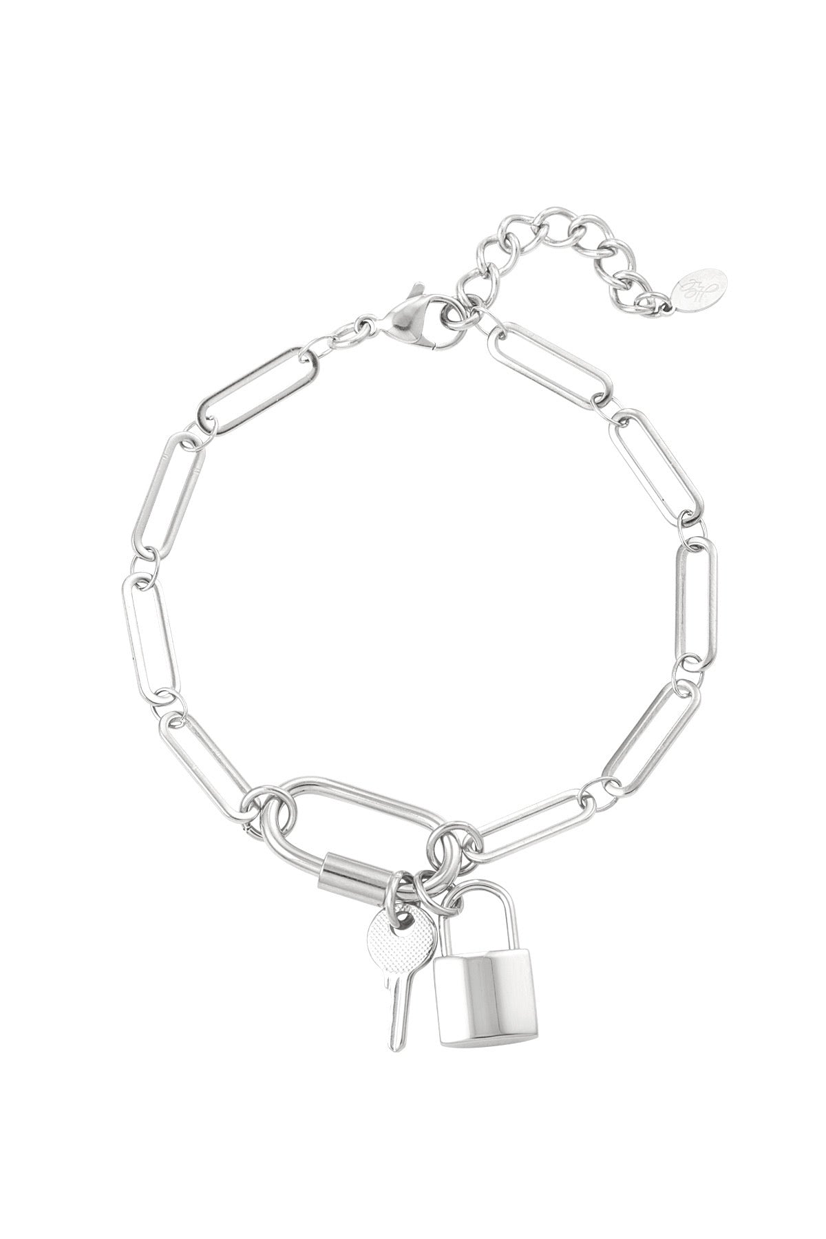 Padlock + Key Silver Paperclip Chain Bracelet | Indigo Jewels